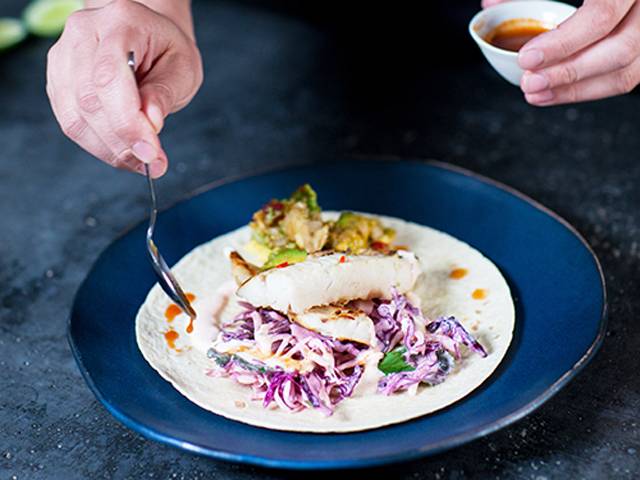 Hoki Fish with Chipotle Coleslaw and Harissa Guacamole | Girl.com.au
